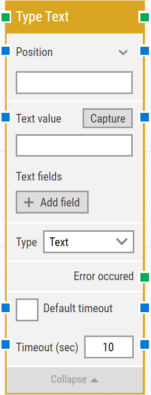 Type Text | Green Screen Building Blocks | Leapwork Documentation